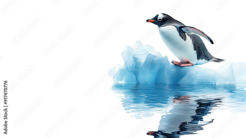 penguin on the snow on iceberg, isolated transparent png background ...