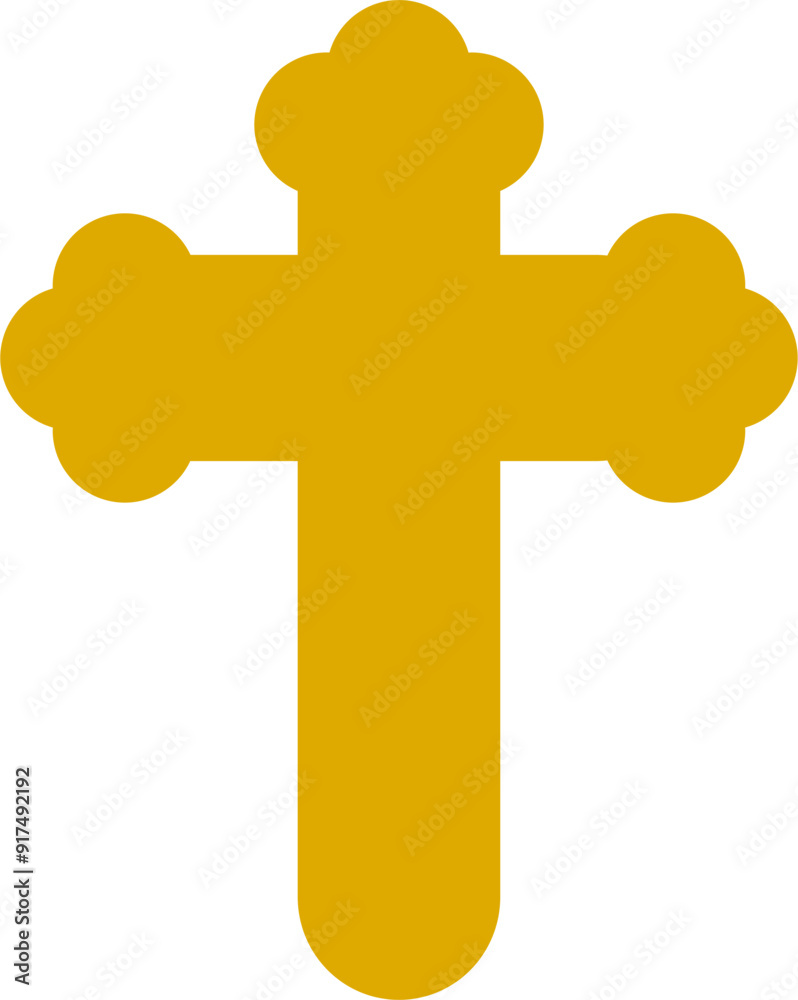 Christian cross flat icon in golden yellow color for religion, prayer ...