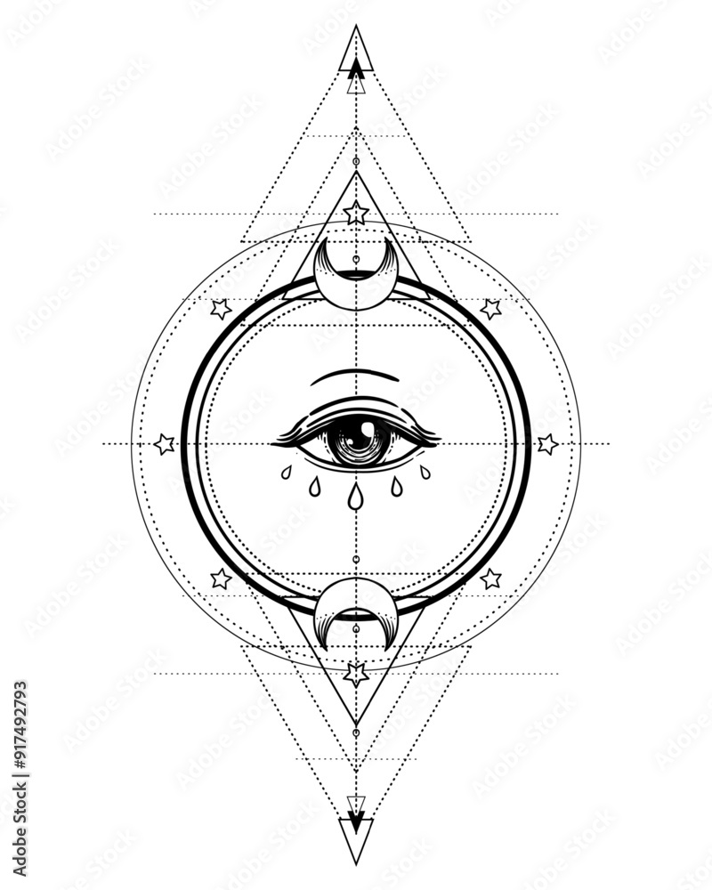 Eye with sacred geometry symbol tattoo design. Seed of Life. Ancient ...