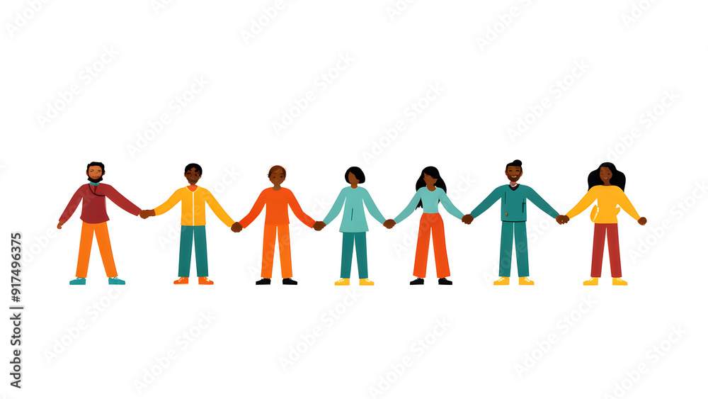 Illustration of different groups of people holding hands. Unity ...