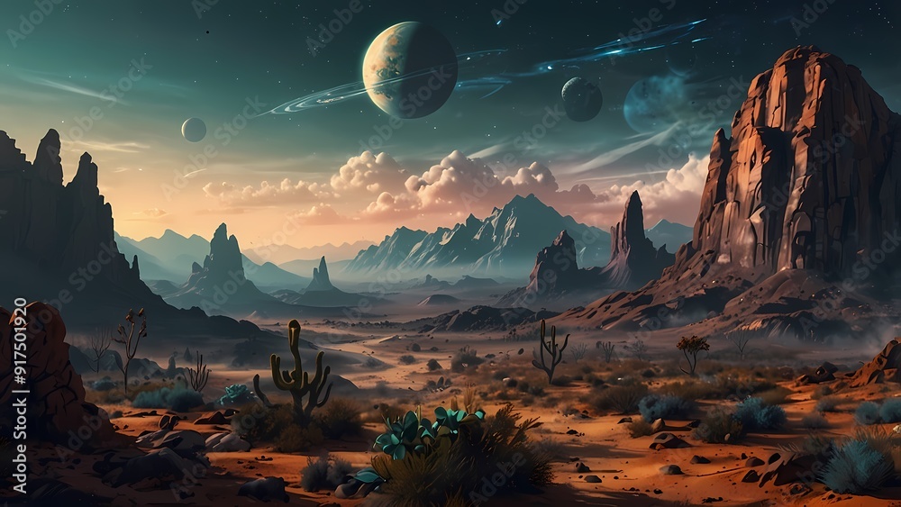 Alien Planet Landscape with Otherworldly Terrain and Exotic Flora – A ...