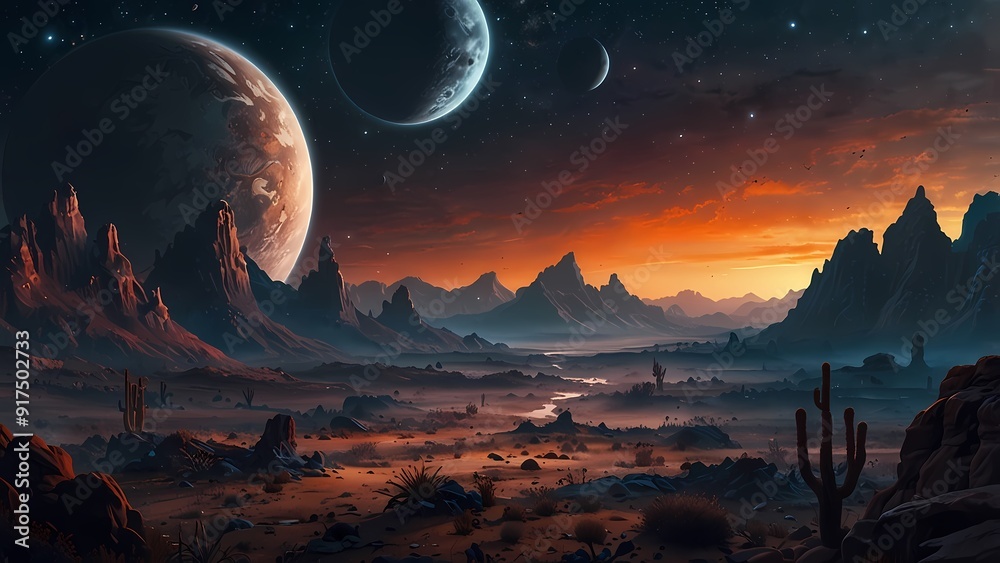 Alien Planet Landscape with Otherworldly Terrain and Exotic Flora – A ...