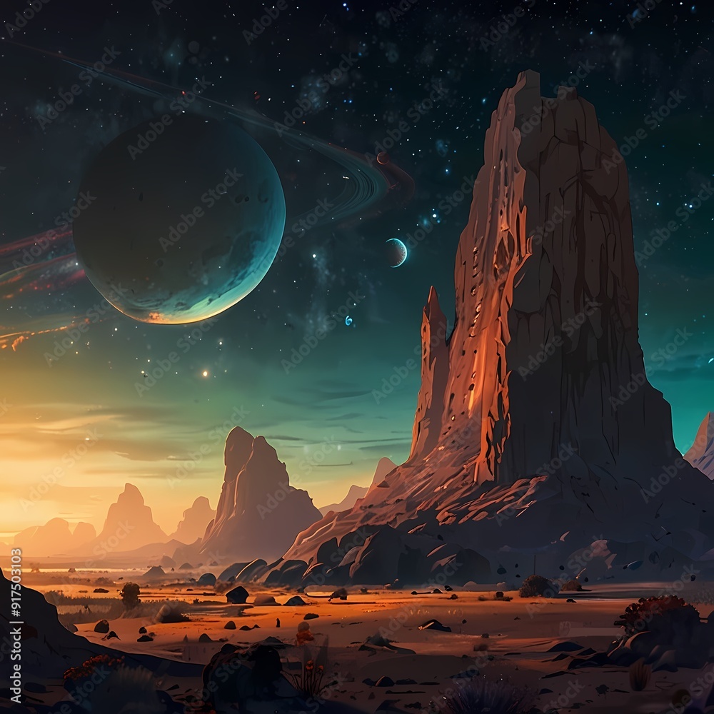 Alien Planet Landscape with Otherworldly Terrain and Exotic Flora – A ...