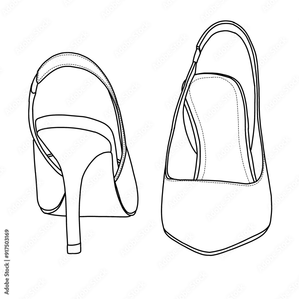 Women's Platform Heels Sky High Heel Sandals Shoe Line art, Technical ...