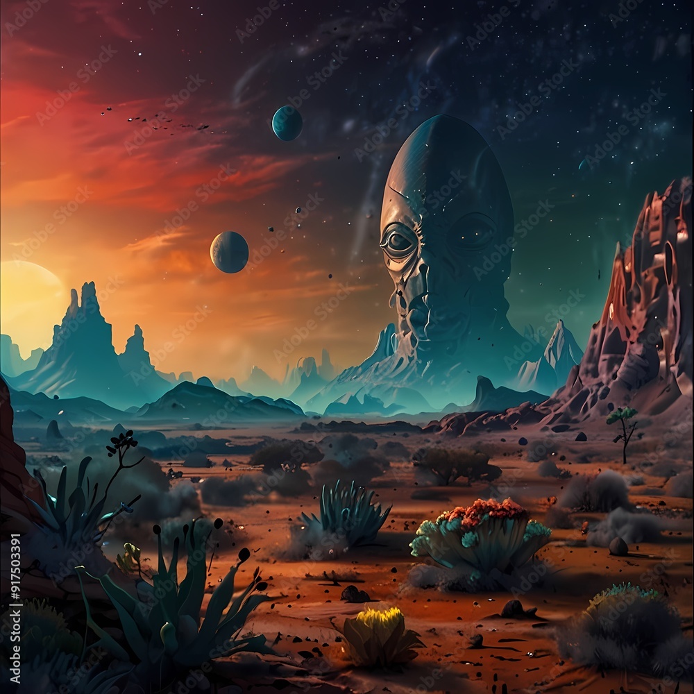 Alien Planet Landscape with Otherworldly Terrain and Exotic Flora – A ...