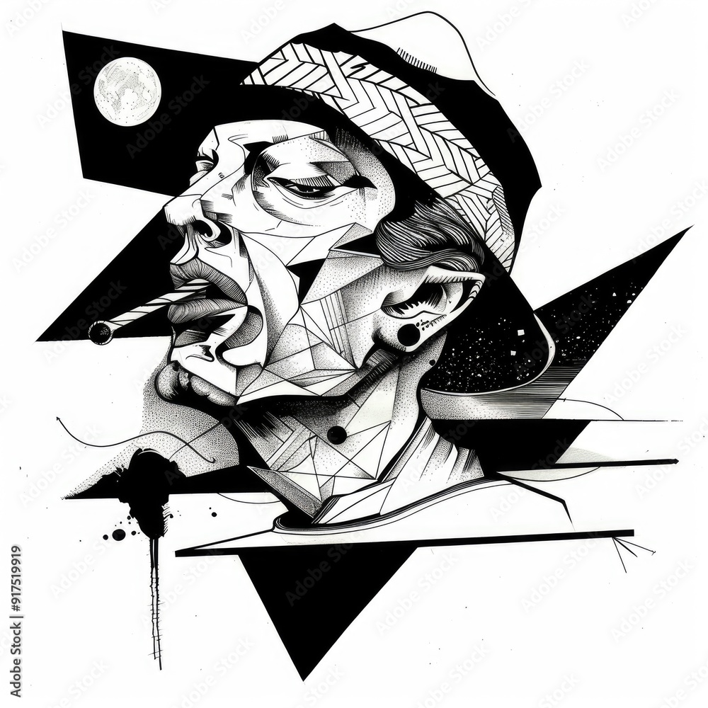 Tattoo Ink Impression: A sketch for a tattoo design. A detailed art ...