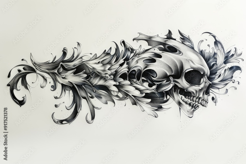 Tattoo Ink Impression: A sketch for a tattoo design. A detailed art ...