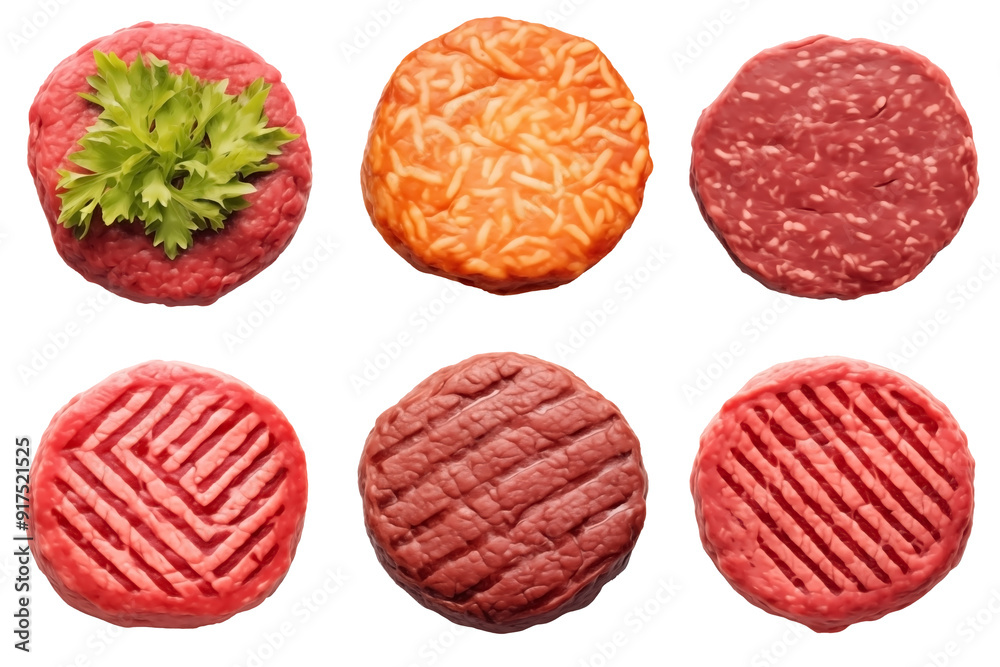 Top View To a Set Of Grilled Hamburger Meats PNG Grilled beef patty ...