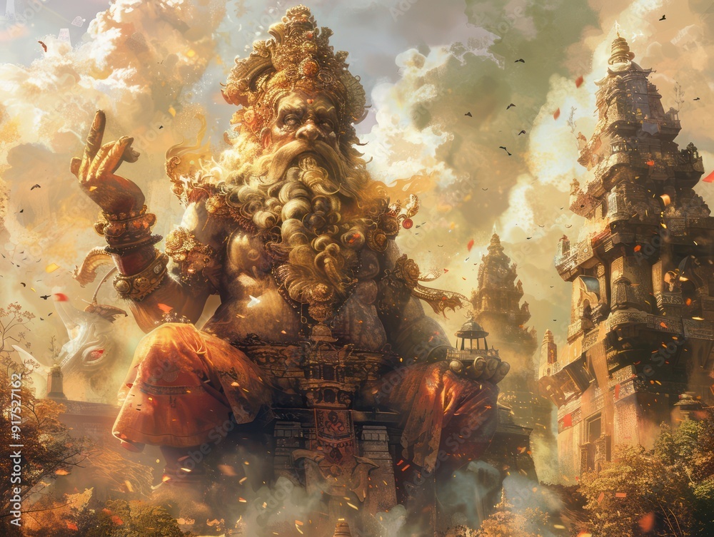Ancient Genie in a Fantastical Setting A Majestic Figure of Legendary ...