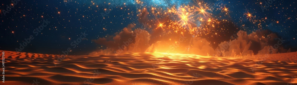 Mystical Arabian Genie Granting Wishes in a Desert Landscape, Magical ...