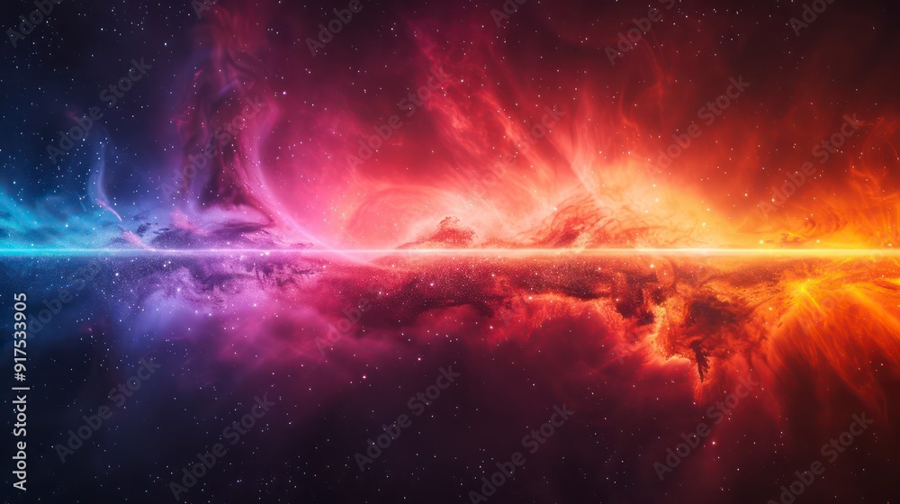 glow radiating from a cloud of hydrogen gas with disperse the colors ...