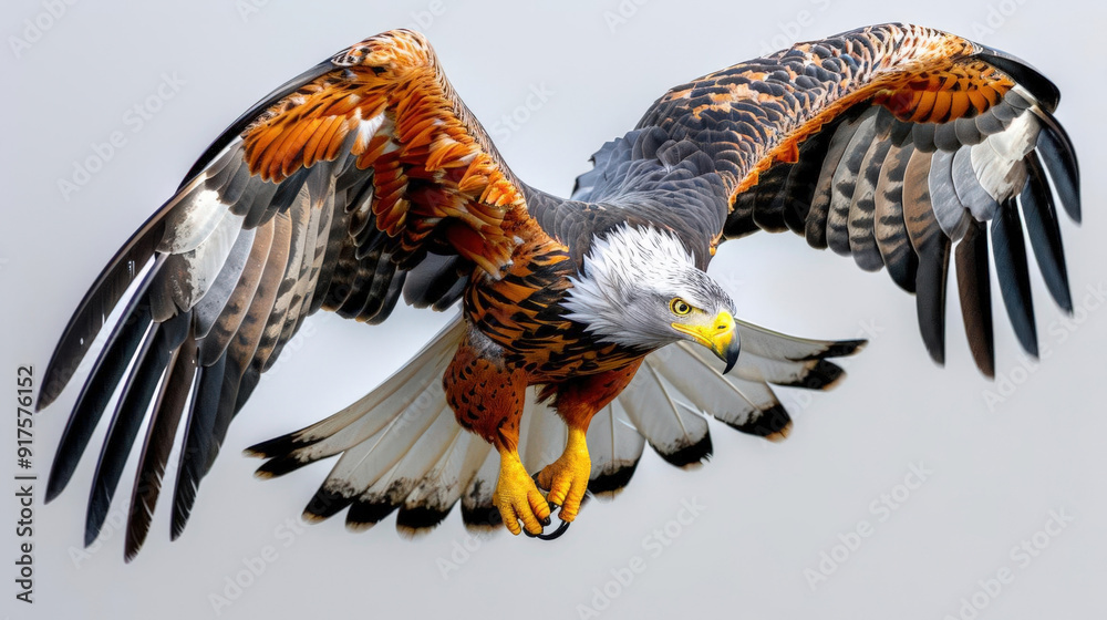 A majestic eagle gliding through the air with its wings fully spread ...