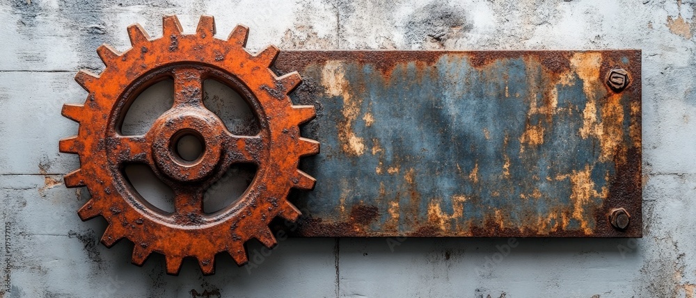 Concept minimalist style, Labor Day history symbol with an old gear and ...
