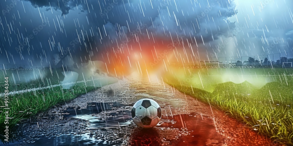 Severe weather forces a delay in the soccer match, captured in stunning ...