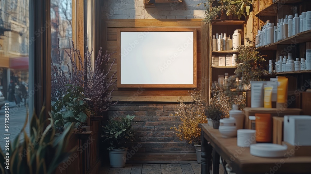 Blank rectangular store signage design mockup isolated, wooden badge ...