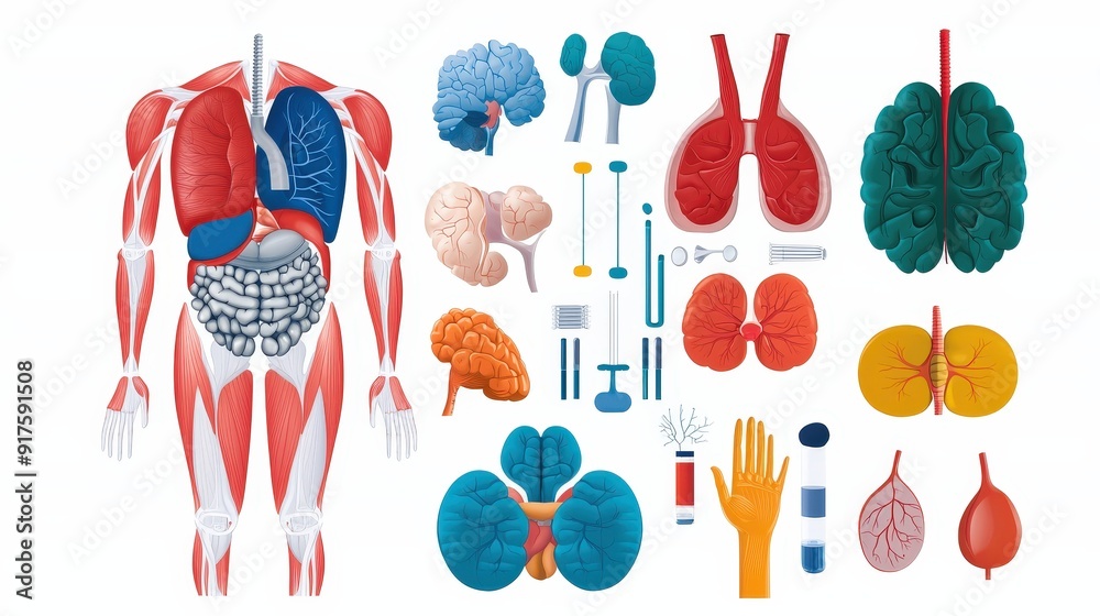 Educational chart showing the major organs of the human body with ...
