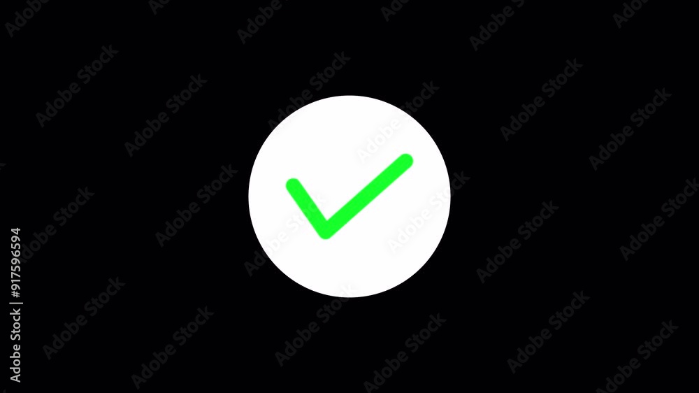 green check mark animation, white tick mark animated with circle on ...