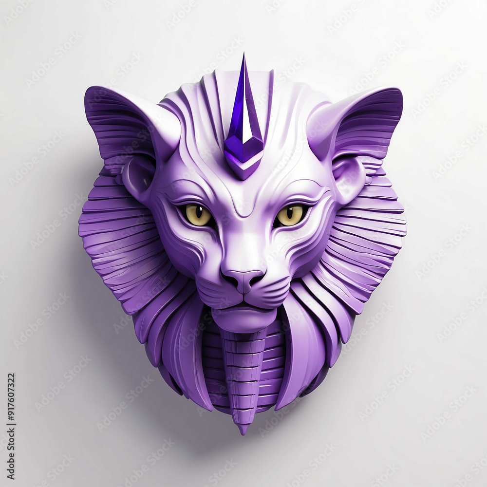 purple theme sphinx head 3d art logo in plain white background Stock ...