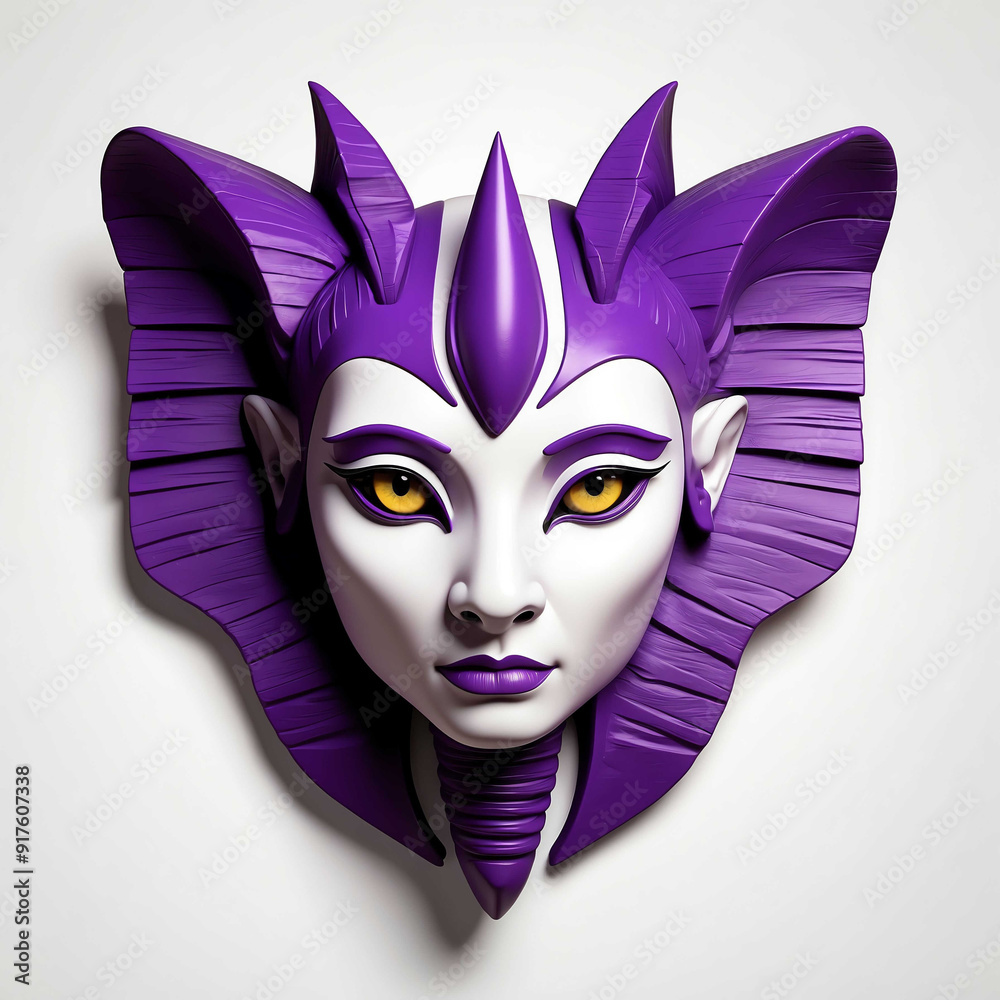 purple theme sphinx head 3d art logo in plain white background Stock ...