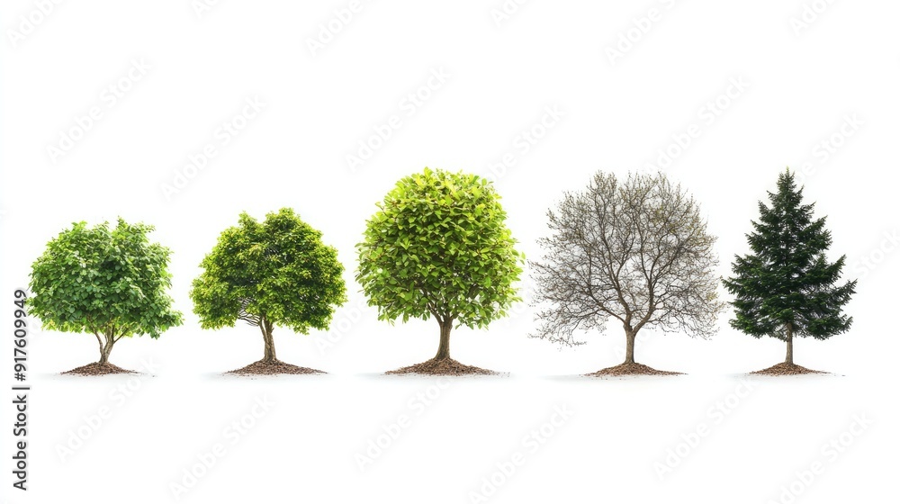 Tree life cycle illustrated in stages, from sprouting seed to mature ...