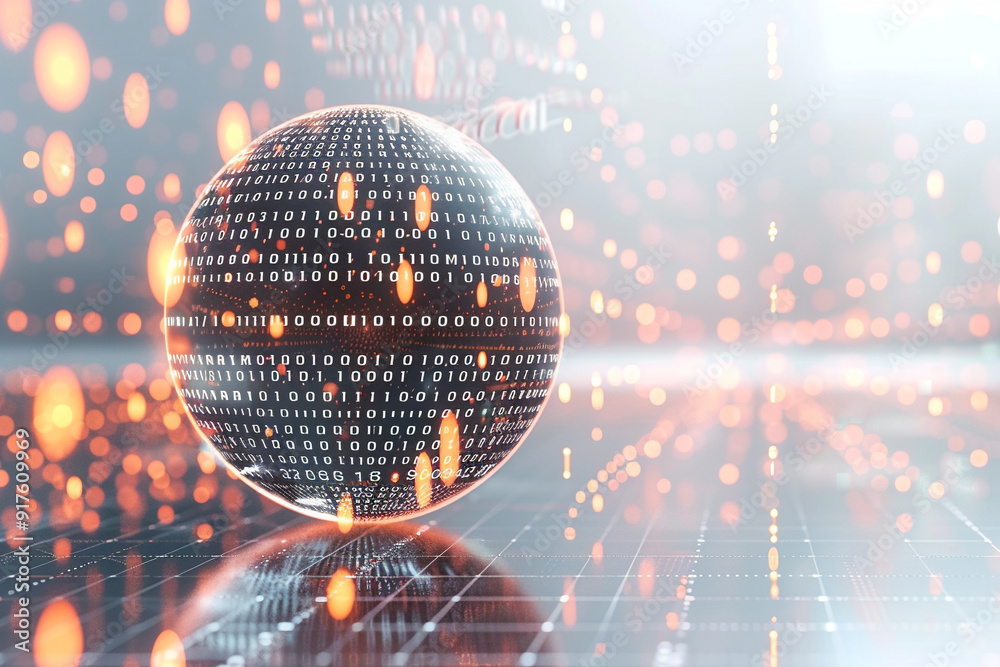 An abstract illustration of a computer network cyberspace sphere is ...