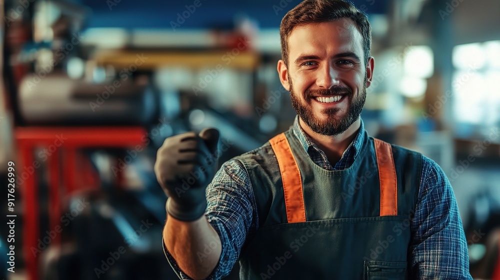Confident Mechanic: A smiling, confident mechanic in a well-lit ...