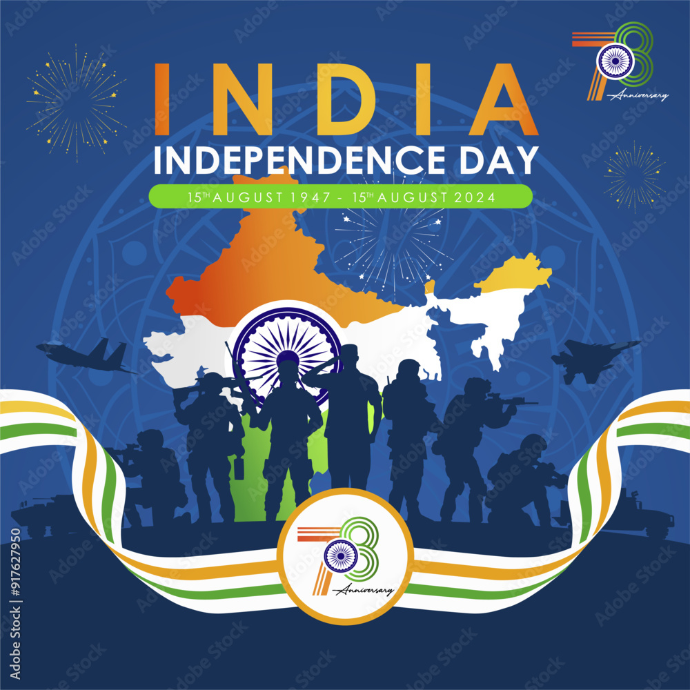 Happy India Independence Day 78th Anniversary 15 August 2024 Greeting ...