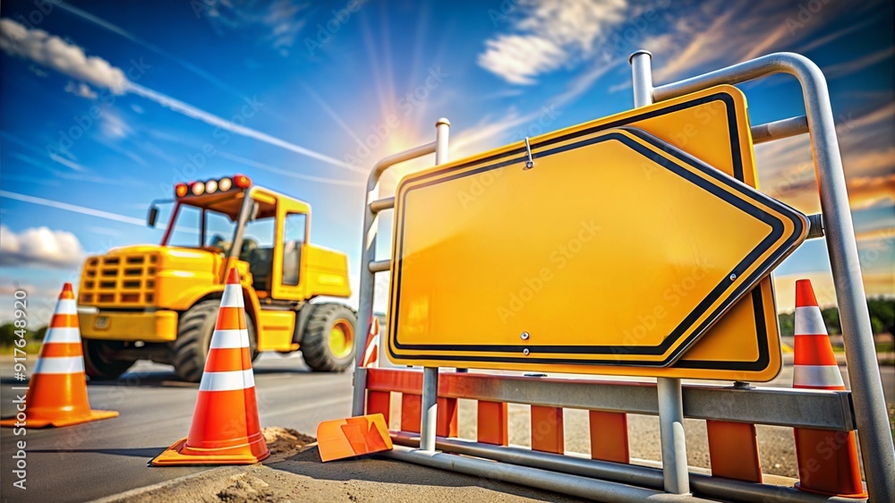 block road under construction sign no letter yellow sign with equipment ...
