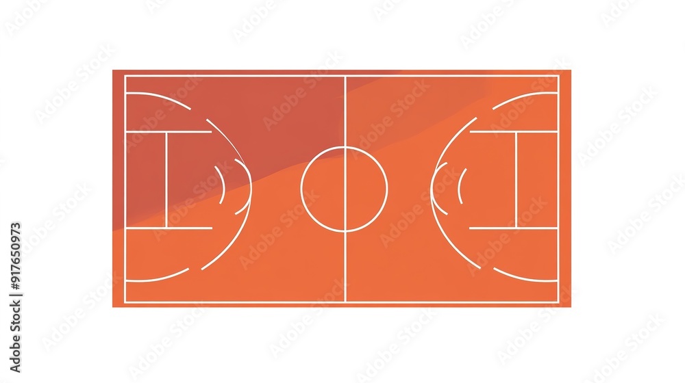 Stylized Minimalistic Outline of a Basketball Court: Clean and Modern ...