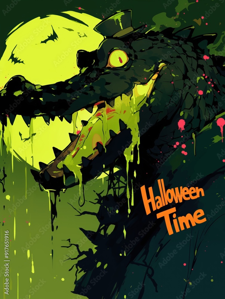 Halloween Horror: Creepy Crocodile Swamp Monster with Bloody Teeth ...