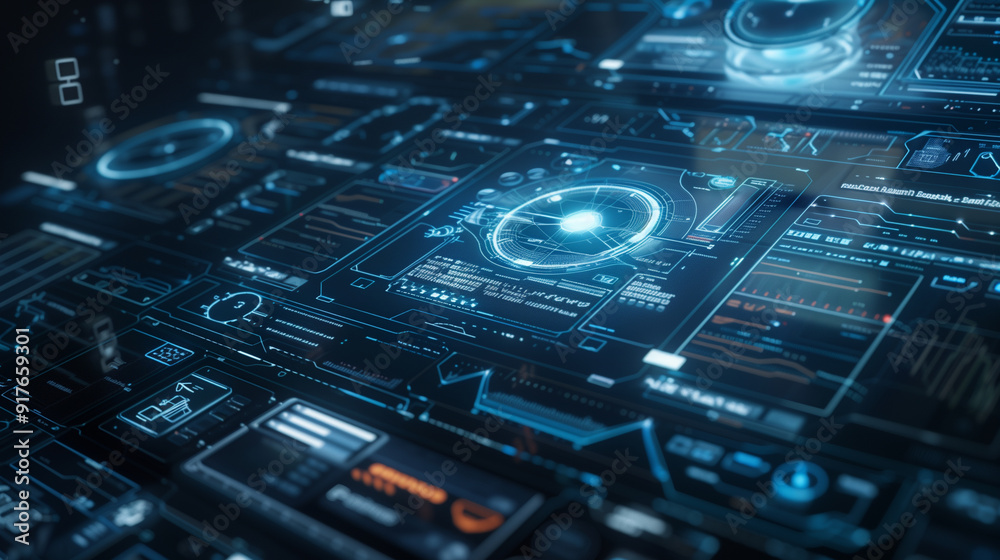 futuristic digital technology data management system augmented reality ...