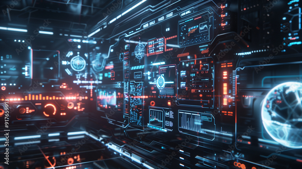 futuristic digital technology data management system augmented reality ...