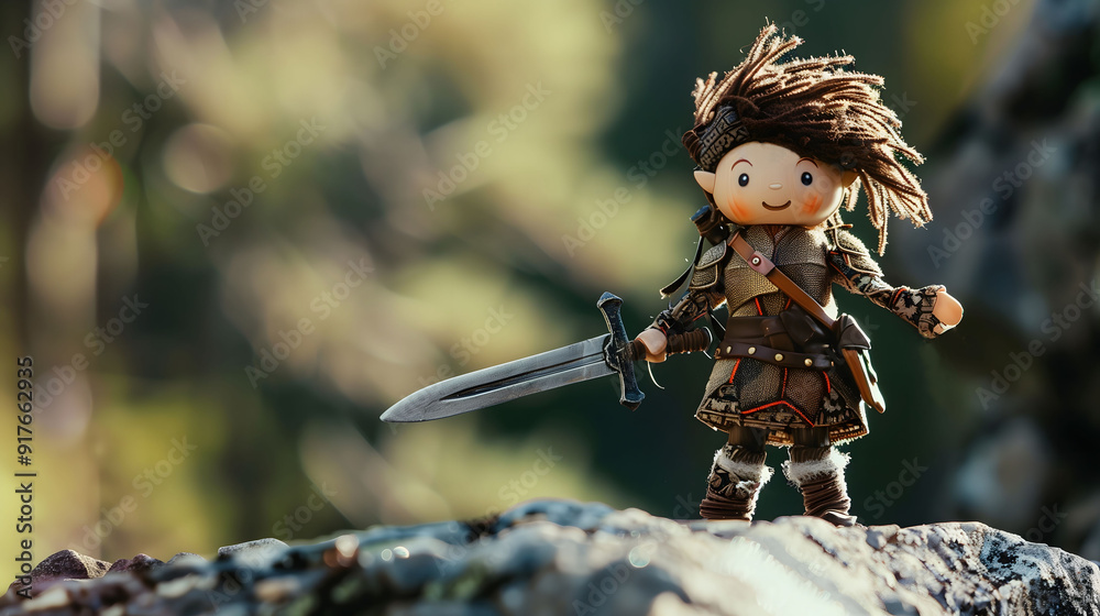 Cute Little Female Warrior Game Character Doll Wearing Armour and ...