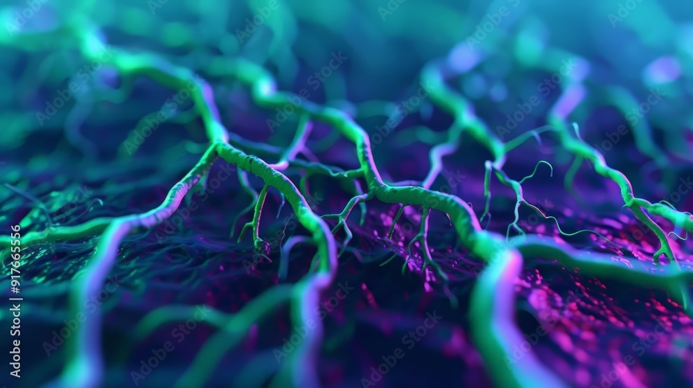 Bacteria colonizing a plant root, with detailed prokaryotic structures ...