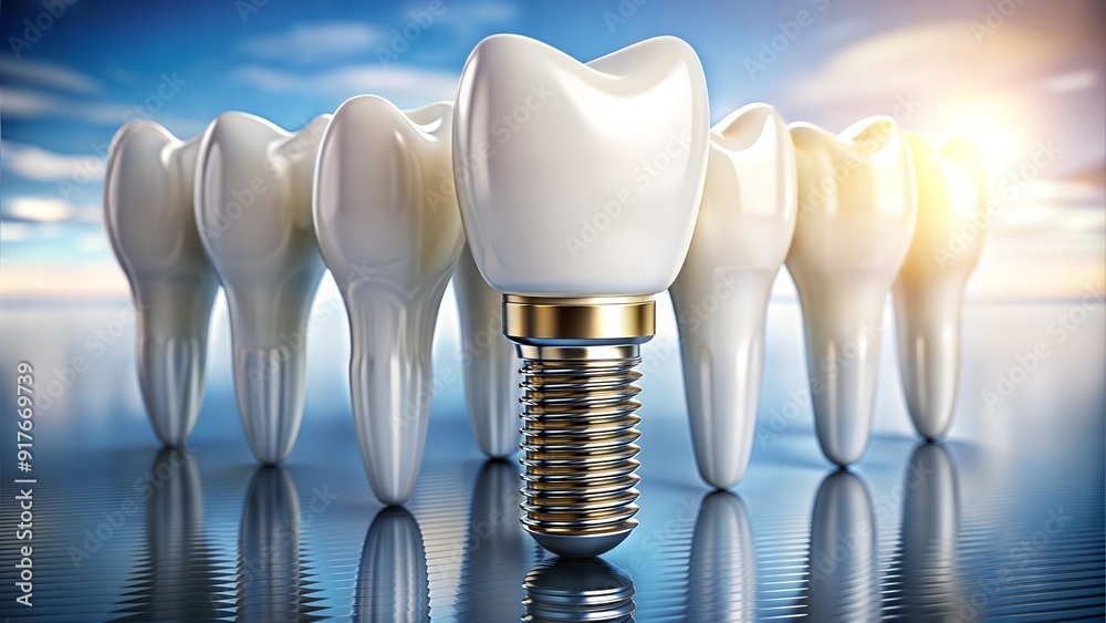 Dental prosthesis demonstrating the placement dental implant close up ...