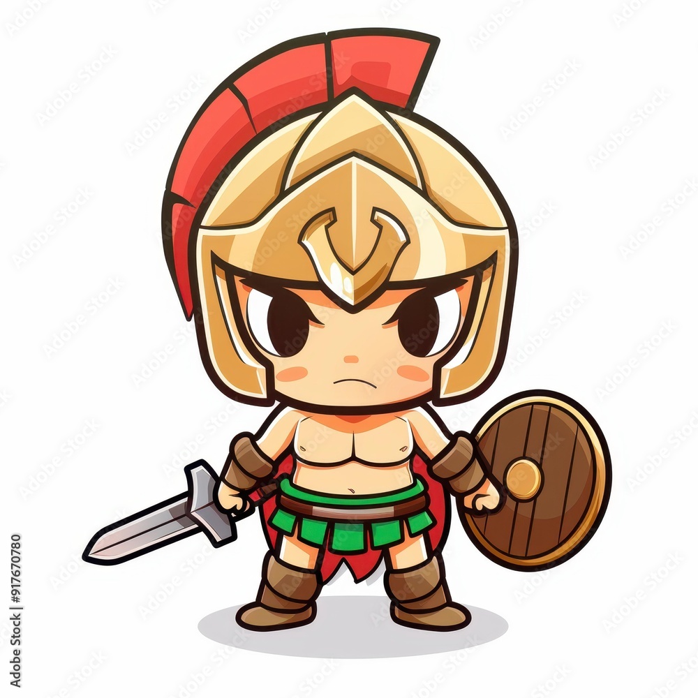 A cute and fierce mascot character in a spartan style, showcasing the ...
