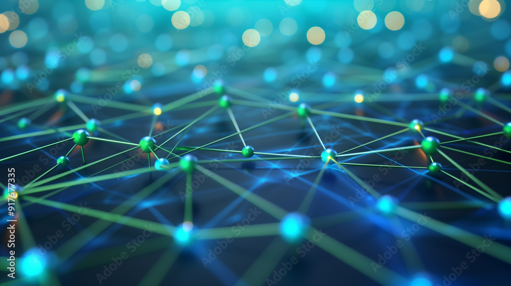 internet network background with interconnected nodes and dynamic data ...