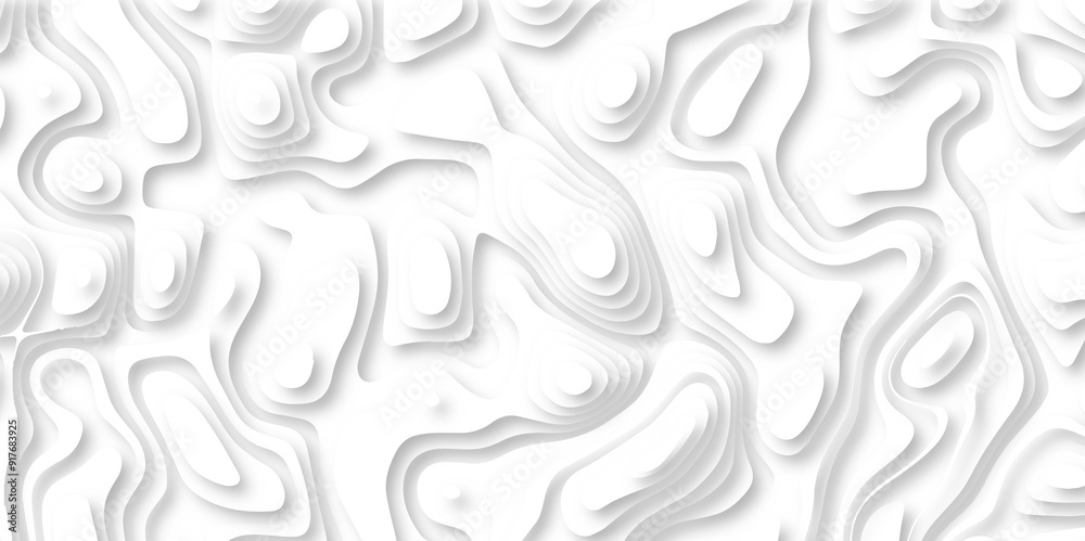 White Papercut background. Abstract realistic 3d Paper cut decoration texture with wavy layers ...