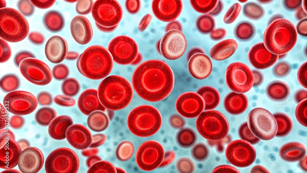 Close up of a microscope slide showing red blood cells affected by ...