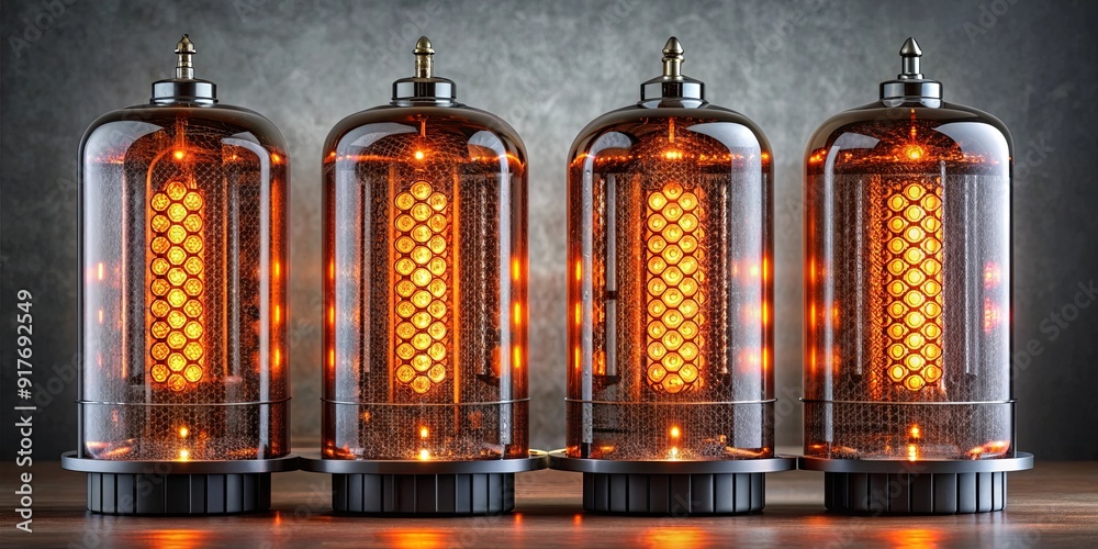 Vintage Nixie tube number indicator in retro style, nostalgic, old ...