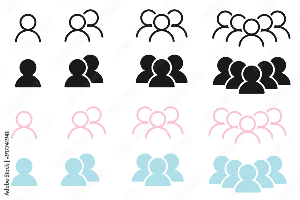 User profile login or access authentication icon set. People, account ...