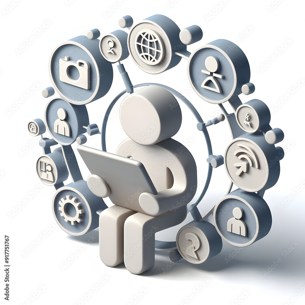 3D Flat Icon of Person with Tablet and UGC Overlay Symbolizing UGC ...