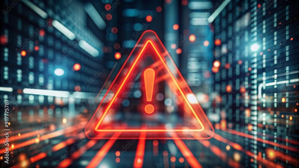 Fraud Warning Abstract Blur - Abstract red blur with a warning symbol ...