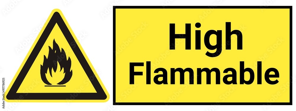 High flammable warning sign board with text and symbol. flammable Gas ...