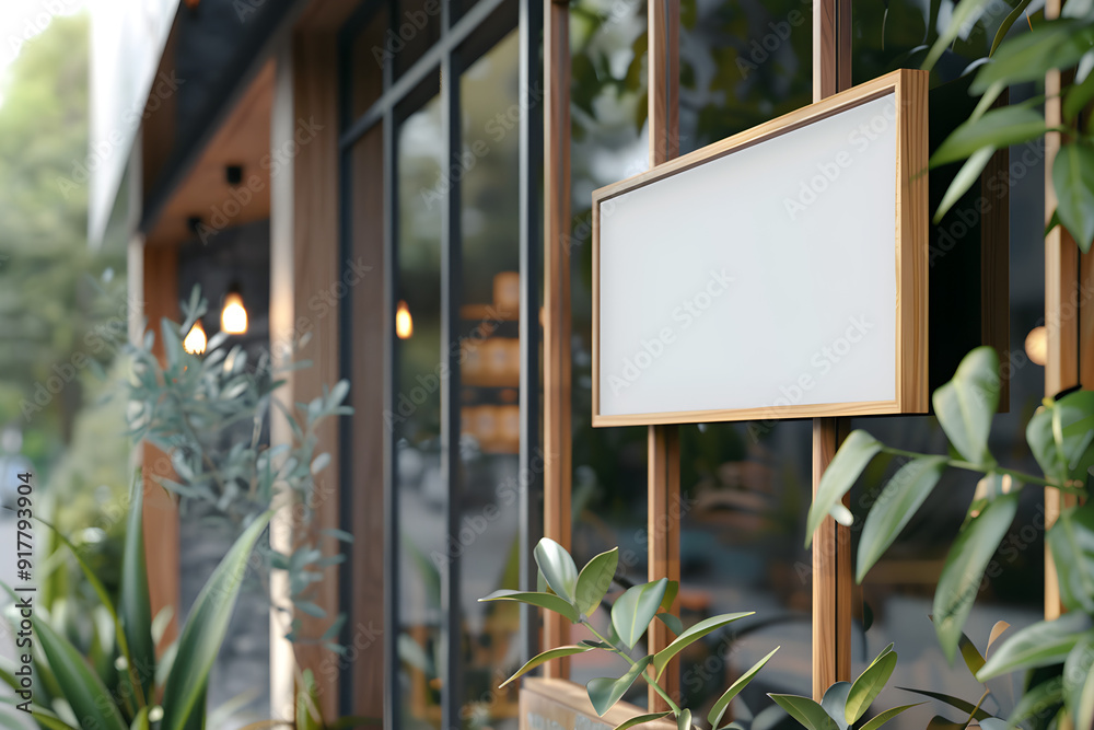 Blank rectangular store signage design mockup , wooden badge clear shop ...