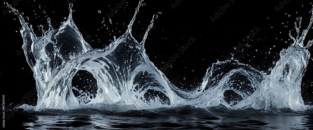 3D Illustration of Swirling Water Splash on Black Background – Freeze ...