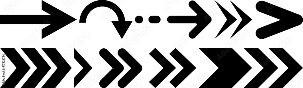 Various arrow vector illustrations including straight, curved, and ...