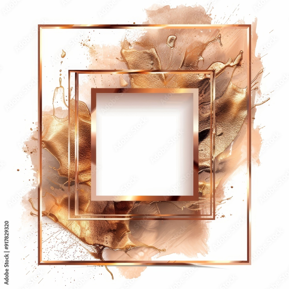 ภาพประกอบสต็อก rose gold square frame isolated on white background ...