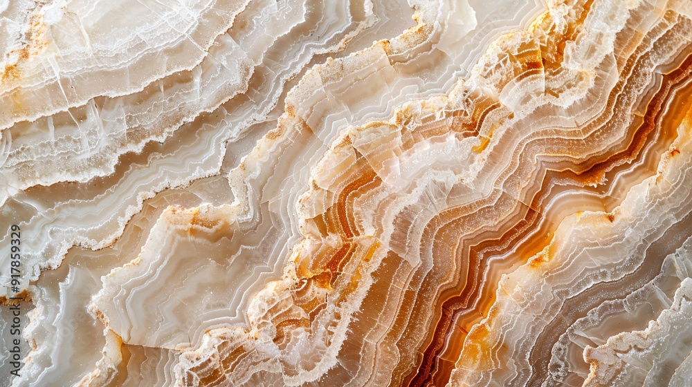 Stunning onyx stone displays intricate layers of orange and cream with ...