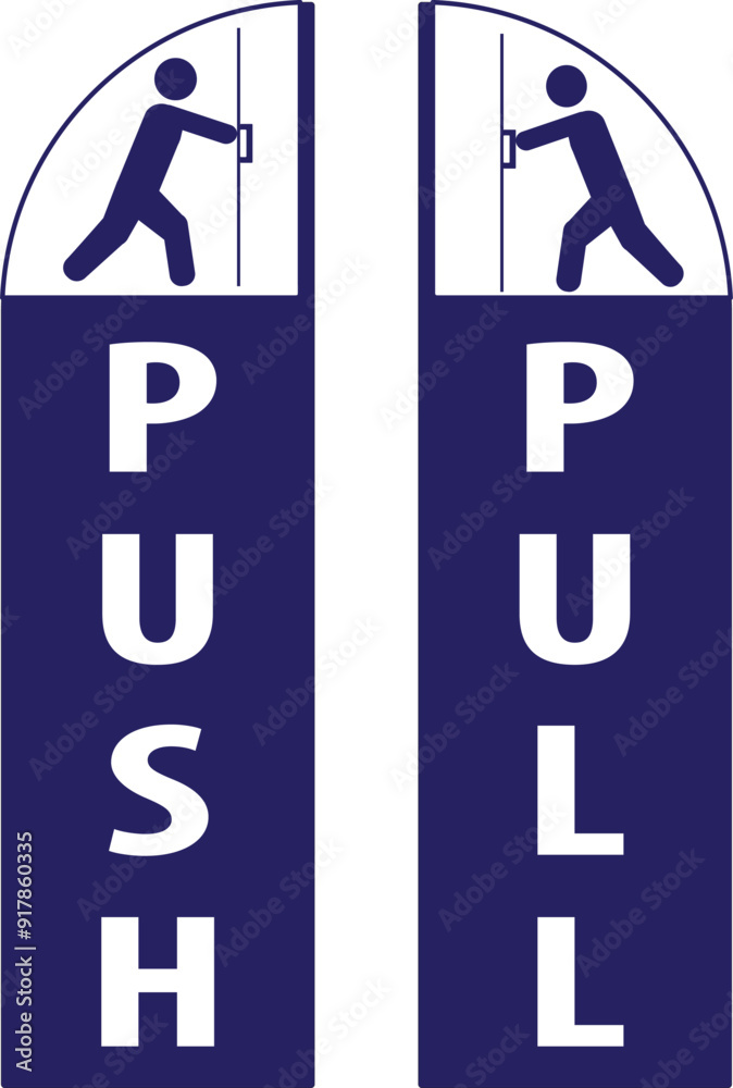 Push and pull door opening instruction label vector.eps Stock Vector ...